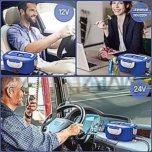 Electric Lunch Box for Car and Home COCOBELA Portable Food Warmer, 60W Faster Food Heater for Adults, 2 Compartments Removable 304 Stainless Steel Container Fork & Spoon