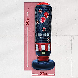 Franklin Sports Electronic Boxing Bag - Future Champs Inflatable MMA Kickboxing Bag - Toy Youth Equipment for Kids + Toddlers - 60" x 22"