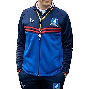 Rokees Mens Football Coach Track Blue Jacket | Football Track Blue Jacket (Blue, Medium)