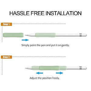 KELIFANG Silicone Ergonomic Grip Holder 3 Pack Compatible with Apple Pencil 1st, 2nd Generation & Pencil (USB-C), Apple Pencil Pro 2024, Protective Sleeve Cover Case Accessories(Pink, White, Green)