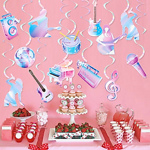 Music Singer Party Hanging Swirls Singer Birthday Party Decoration Popular Singer Themed Swirl Ceilings Pop Music Party Hanging Streamers for Girls Singer Theme Party Baby Shower Supplies