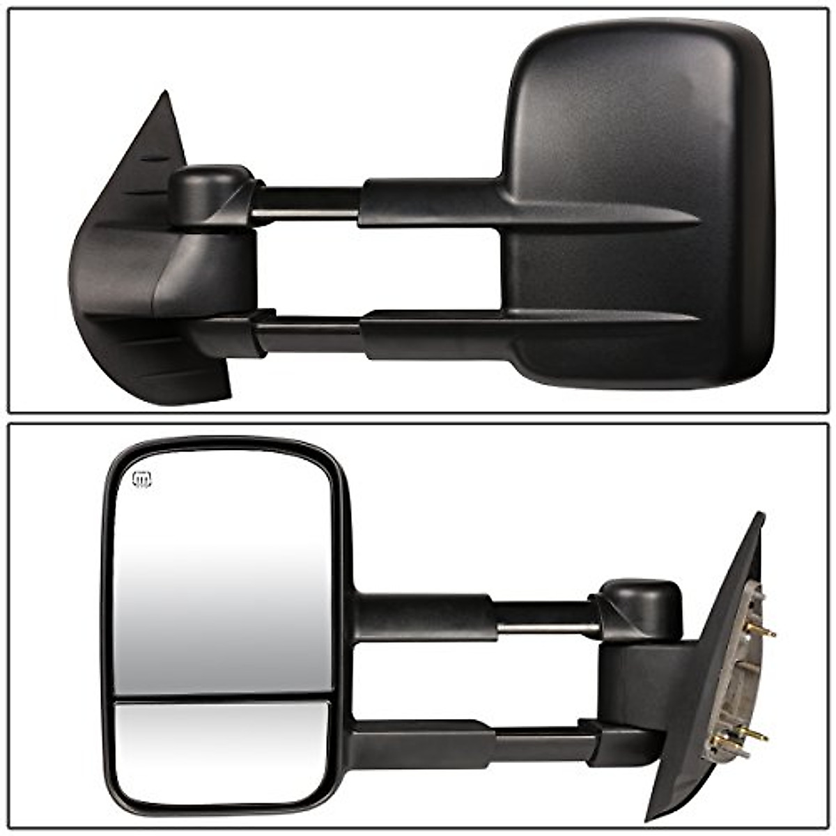 Driver and Passenger Sdie Rear View Towing Mirrors - Manual Telescoping | Power Adjustment | Heated Glass - Compatible with Chevy Silverado GMC Sierra GMT900 07-14, Textured Black