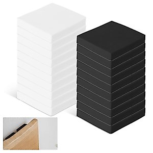20Pcs Anti Shake Headboard Stoppers for Wall Wall Protector from Furniture Wall Protector from Furniture Bed Noise Stoppers Bed Frame Noise Bumper Square EVA Headboard Stabilizer Pad, Black and White