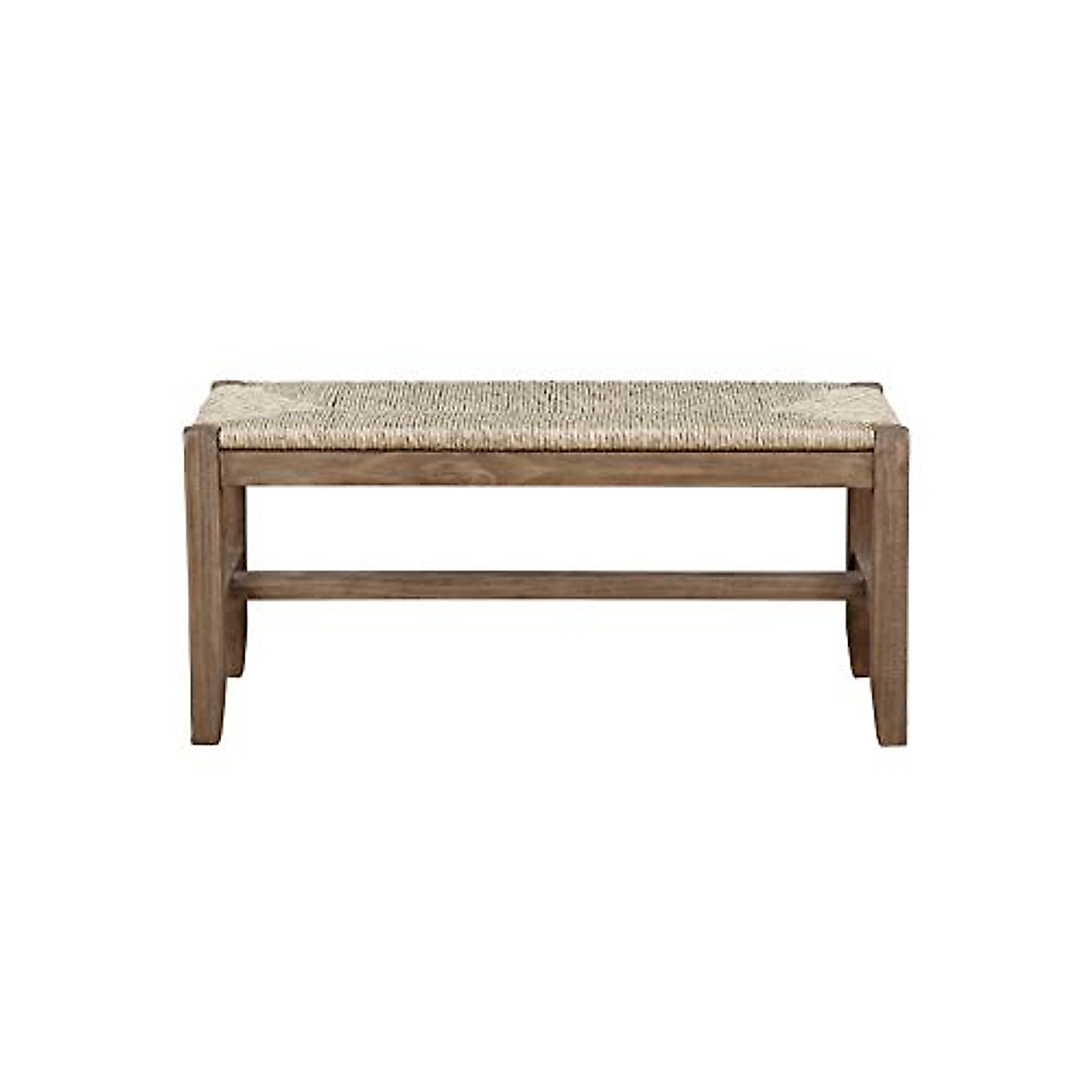 Unknown1 40-inch Wood Bench with Rush Seat Natural Solid Rustic Finish