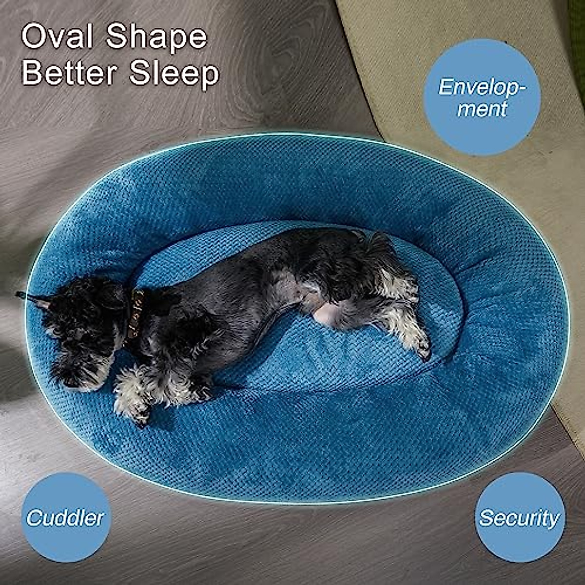 Jiupety Bagel Dog Bed for Small Medium Dogs,Calming Washable Puppy Cat Bed Indoor,Cozy Anti-Anxiety Round Dount Pets Beds Blue L