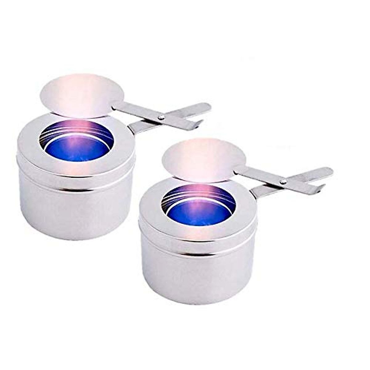 CHEFQ Stainless Steel Chafing Wick Fuel Holders with Safety Cover - Chafer Canned Heat Fuel Box Perfect for Buffets, Barbecue and Catering Events (Silver-2Pack)