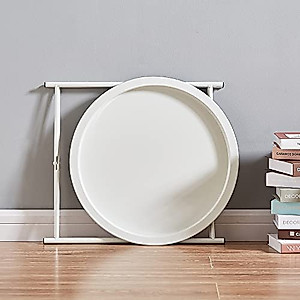 VECELO Modern End Side Tables,Round Metal Foldable Tray,Stable Snack Nightstand for Outdoors,Small Space,Living Room and Balcony, 18.5 in x 18.5 in x 19.7 in, Beige Set of 2