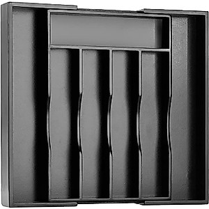 Gymnacy Utensil Organizer Silverware Drawer Organizer, Extra Deep, Non-Slip Feet, 7 Slots Bamboo Silverware Tray For Kitchen Cutlery Office Supplies Makeup Desk Storage (Black)