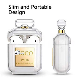 heenhdfd AirPod 1&2 Case Perfume Bottle Design with Cute Keychain and Fur Ball Soft Silicone Shockproof Creative AirPod 1&2 Case Cover for Girls and Women (sck 1&2 Perfume Bottle)