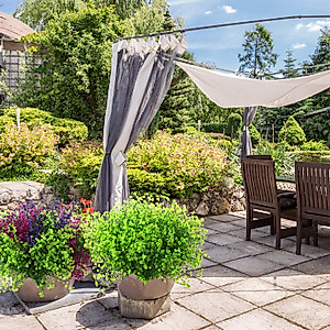 WILLBOND 12 Bundles Artificial Flowers Outdoor Artificial Plant Decor UV Resistant Fake Plastic Flowers Faux Shrubs for Home Garden Porch Hanging Planters Outdoor Spring Summer Decoration (Green)