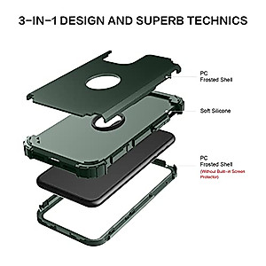 BENTOBEN Compatible with iPhone 11 Pro Max Case, Heavy Duty Rugged Shockproof 3 in 1 Hybrid Hard PC Soft Rubber Bumper Anti Slip Phone Cover for iPhone 11 Pro Max 6.5", Midnight Green