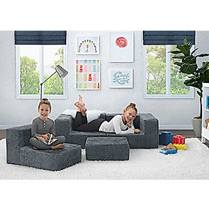 Delta Children Cozee 4-Piece Customizable Sectional Sofa Set, Grey