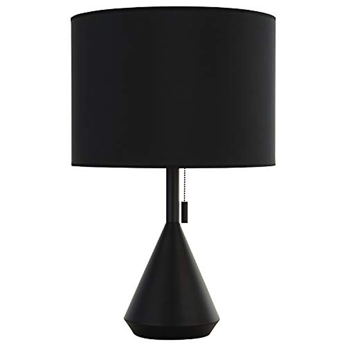 Amazon Brand – Rivet Modern Pull Chain Switch for Each Socket Table Lamp with Bulb, 22.8"H, Matte Black - 67094