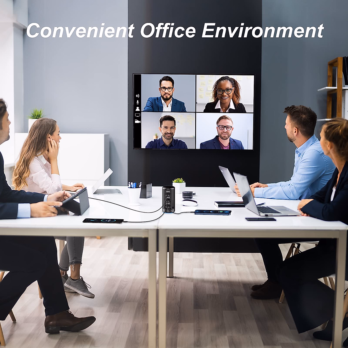 Desktop USB Charging Station, Universal 6 Ports USB Charger with Smart Identification Technology for iPhone, iPad, Android and All Other USB Enabled Devices, Black