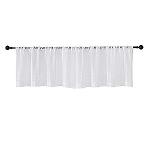 Fragrantex White Valances for Windows 1 Pack Pinstriped Sheer Window Toppers for Bay Window with Arrow Pattern Farmhouse Cafe Small Bathroom Valance Curtains 17" L,Rod Pocket,54" Wx17 Lx1