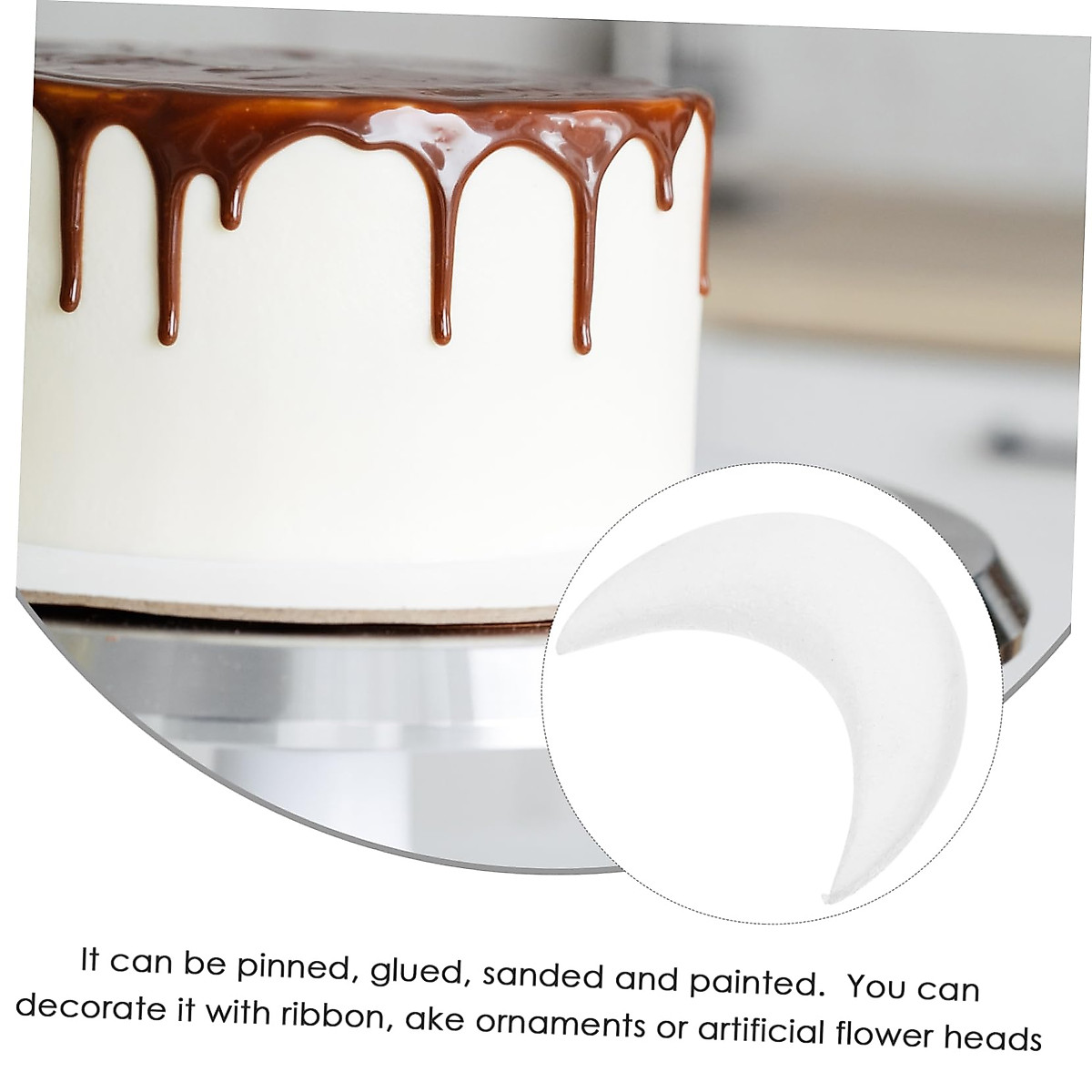 Abaodam Moon Cake Embryo Cake Turntable for Decorating Fake Cake Model Cake Practice Dummy Multitools Faux Wedding Cake Wedding Cake Stand Cake DIY Model Crafts Blank Child White Foam