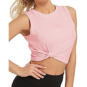 Stelle Women's Workout Tops Sleeveless Yoga Tank Tops Running Gym Crop Tops (Pink,M)