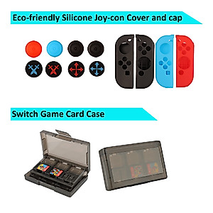 Switch Accessories Bundle for Nintendo Switch: Carrying Case, Screen Protector, Joycon Grips, Steering Wheels, Charging Dock, Playstand, Comfort Joy-Con Case and More (23 in 1)