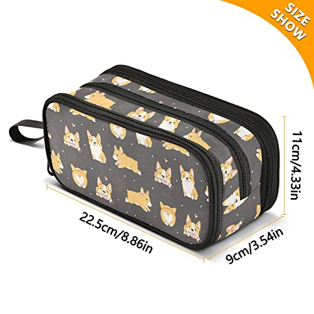 J JOYSAY Corgi Cute Dogs Pencil Case Large Big Capacity Pencil Bag for Girls Boys Pen Bag Journaling Supplies for Adults Office Women
