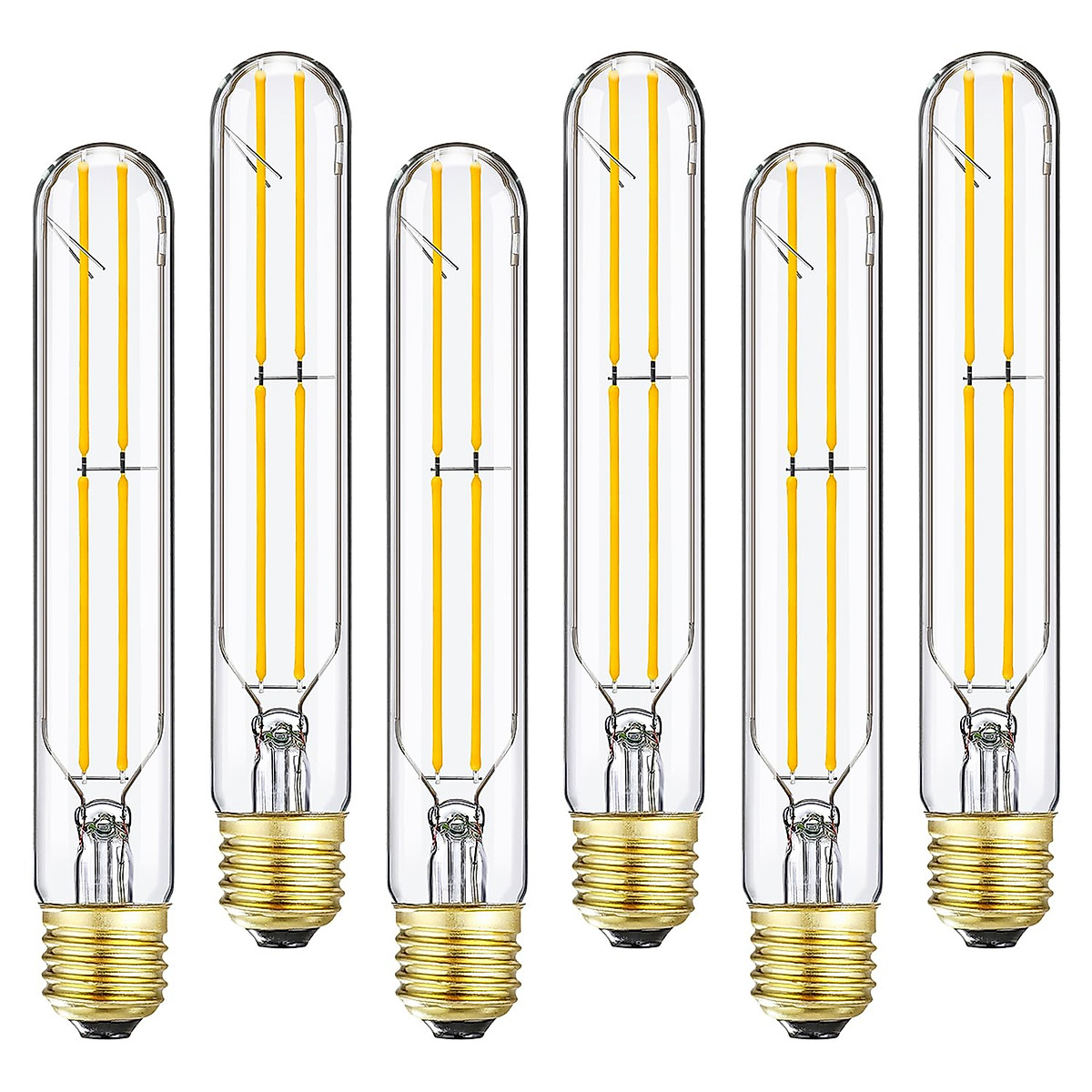 Duoled 7.3 Inch E26 T10 Led Bulb 60 watt 3000k Soft White Edison Bulbs,6W T10 Long Light Bulb Tubular Light Bulb T10 Bulb T9 for Rustic Pendant,Industrial Pipe,Wall Sconces 6 Pack