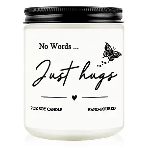 Sympathy Gifts for Loss of Loved One, No Words, Just Hugs Christmas in Heaven Memorial Gifts Candle Gifts, Thinking of You, Get Well Soon, Cheer Up, Bereavement Gifts,Comfort Condolence Candle