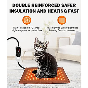 BurgeonNest Pet Heating Pad for Dogs Cats with Timer, 28" x 16" / 18" x 16" Upgraded Electric Heated Dog Cat Pad Temperature Adjustable Pet Bed Warmer Blanket Mat Auto Power-Off