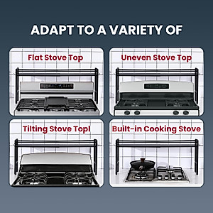 yudeke upgrade Stove Top Shelf，Over the Stove Spice Shelf for Kitchen,Spice Rack Shelf with 4 hooks Extra Storage Countertop, Seasoning Organizer,Kitchen Organizers and Storage (Black)