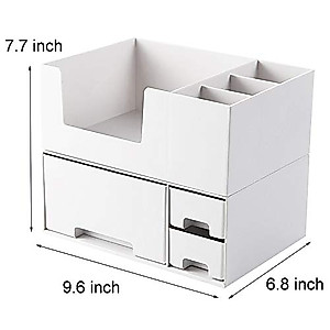 Yarlung Stackable Makeup Organizer with Drawers, Plastic Storage Box Countertop Display Case for Desk Sundry, Bathroom Vanity, Lipsticks, Cosmetic, White