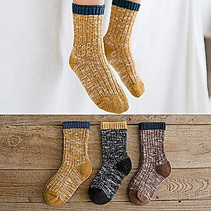Baby Boys Girls Socks - 3 Pairs Toddler Thick Warm Seamless Chunky Knit Cotton Kid Cotton Crew Socks (M(3-5Y), Boys)
