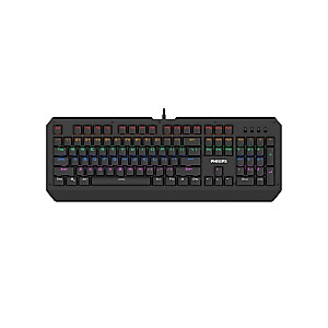 PHILIPS USB Mechanical Gaming Keyboard — RGB Ambiglow, High-Performance Blue Switches | Custom Backlit Keymaps, N-Key Rollover | Windows, Linux, Mac OS & Gaming Consoles (SPK8413)