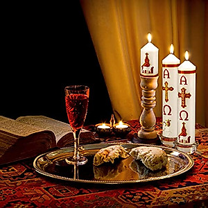 2 Pcs Easter Paschal Candle Cirios Religious Catolicos Candle Baptism Prayer Religious Candles Alpha Cross Week Candle Easter Decoration