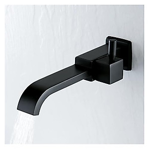 Wall Mounted Basin Faucet Brass Single Handle Tap Hotal Bathroom Accessories Single Cold Water Bath Black Silver Sink Faucets(Type 1 Black)