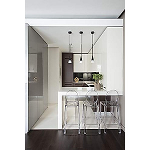 2xhome - Set of 2 25" Seat Height Barstool Modern Ghost Chair Ghost Stool Black Side Bar Stool Counter Stool Accent Stool No Arms (Clear)