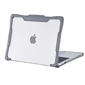 BlueSwan Shockproof Protective Laptop Case for MacBook Air M2 Case 13.6 inch M3 A3113 A2681 2024-2022 Release, Heavy Duty Rugged Hard Shell Case Cover with Strong TPU Bumper for Student, Frosted Clear