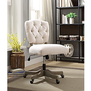 Linon Kelsey White Office Chair - Color:Natural Natural