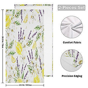 Kigai Lavender Lemon Hand Towels Set of 2, Highly Absorbent Soft Towel Decorative Hand Towel for Kitchen and Bathroom 14x28 Inch