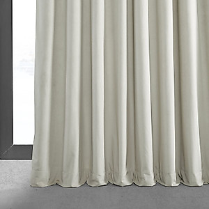 HPD Half Price Drapes Extra Wide Grommet Blackout Velvet Curtains 96 Inches Long Heat & Full Light Blocking Blackout Curtains for Bedroom & Living Room (1 Panel), 100W x 96L, Off White