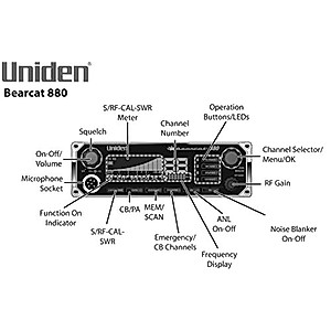 Uniden BEARCAT 980 40- Channel SSB CB Radio with Sideband NOAA WeatherBand,7- Color Digital Display PA/CB Switch and Noise Cancelling Mic, Wireless Mic Compatible
