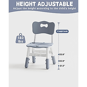 Brelley Kids Chairs Height Adjustable Toddler Chairs for Table, for Indoor & Outdoor Use Classroom/Daycare/Home, Suitable for Ages 2-8