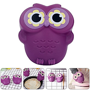 SOLUSTRE 3 Pcs Owl Gloves Microwave Oven Mitt Insulation Pads Mit BBQ Baking Gloves Cute Food Mitten Anti- Skid Silicone Pot Holders Oven Mitts Mini Pinch Purple