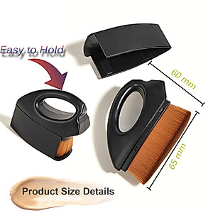 Foundation Makeup Brush,FRX Flat Top Foundation Brush,High Density Seamless Kabuki Face Brush Multifunctional for Blending Liquid, Cream or Flawless Powder Cosmetics (Black)