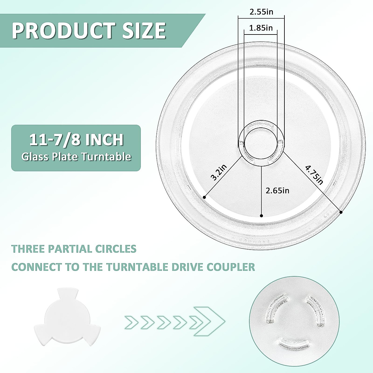 Microwave Glass Tray Plate 4393799 4393751 Compatible with whil-Pool Microwave Glass Plate 4393799 PS373741 AP3130793 EAP373741 30QBP4185 Microwave Glass Plate Turntable by Fetechmate