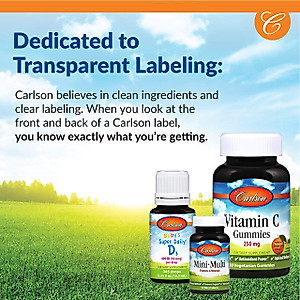 Carlson - Cal-600, 600 mg Calcium, Bone Support, Healthy Teeth & Optimal Wellness, 250 Softgels