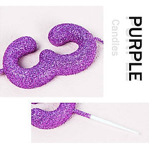 5th Glitter Birthday Candles, Purple Pink Birthday Number Candle for Cake Topper Decorations for Girls Birthday Party Wedding Anniversary Celebration Supplies