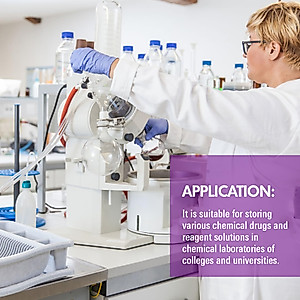 ALWSCI 1000ml Graduated Glass Round Media Storage Bottle with blue GL45 Screw Cap, 3.3 Borosilicate Glass, Wide Mouth Lab Reagent Bottle, Pack of 1