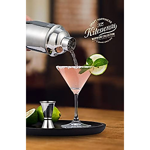 KITESSENSU Cobbler Cocktail Shaker - 24oz Martini Shaker with Strainer - Premium 18/8 Stainless Steel Drink Mixing Shaker with Recipes Booklet - Silver