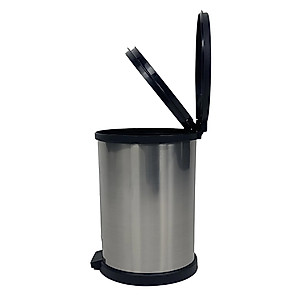 DqOasd 1.5 Gallon Trash Can. Plastic Round Step Bathroom Trash Can, Silver Simple Modern Style,Suitable for Home and Office