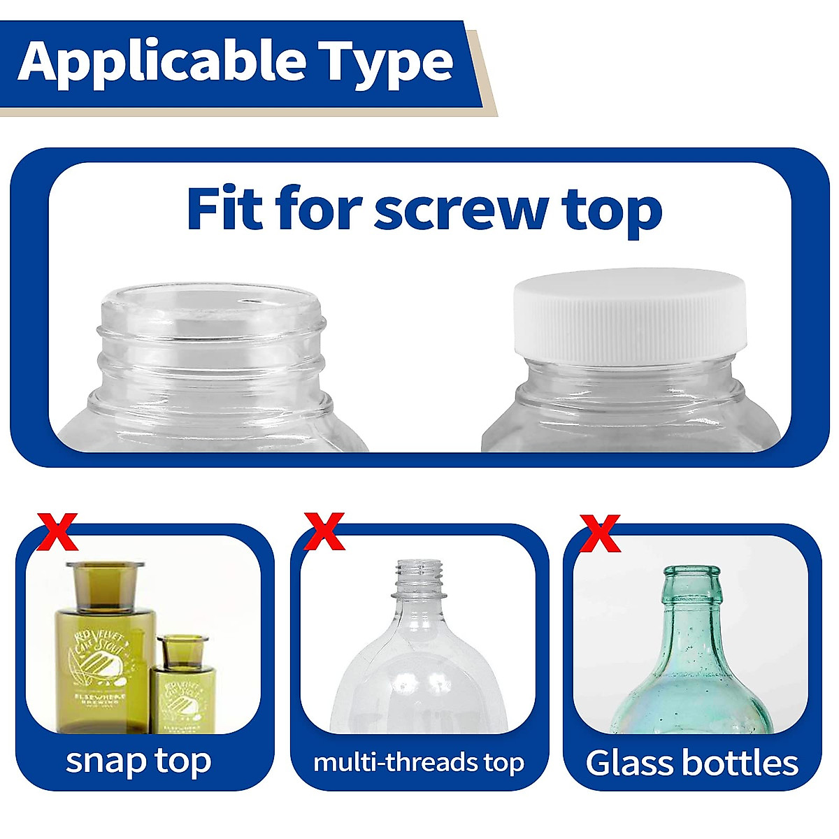 Bonsicoky 6Pcs 53mm Water Bottle Caps, Water Jug Caps Screw Top for 3 or 5 Gallon Jugs