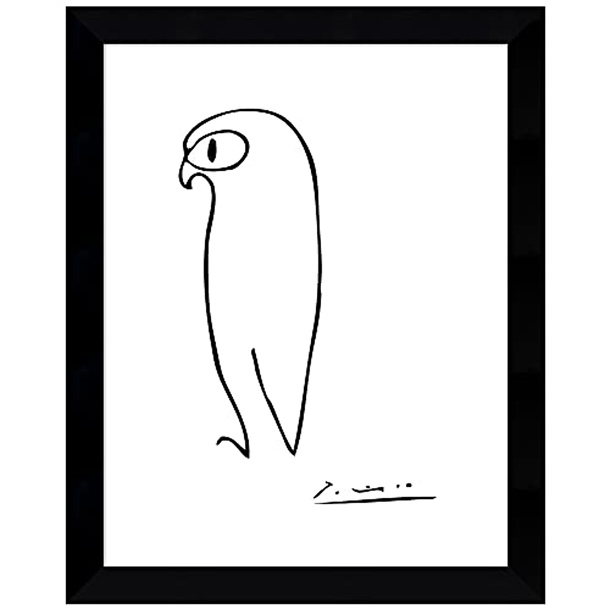 Amanti Art Wood Framed Wall Art Print Owl by Pablo Picasso (9 in. W x 11 in. H), Svelte Unique Black Frame - X-Small