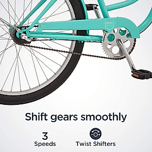 Schwinn Mikko Adult Beach Cruiser Bike, Featuring 17-Inch/Medium Steel Step-Over Frames, 3-Speed Drivetrains, Teal
